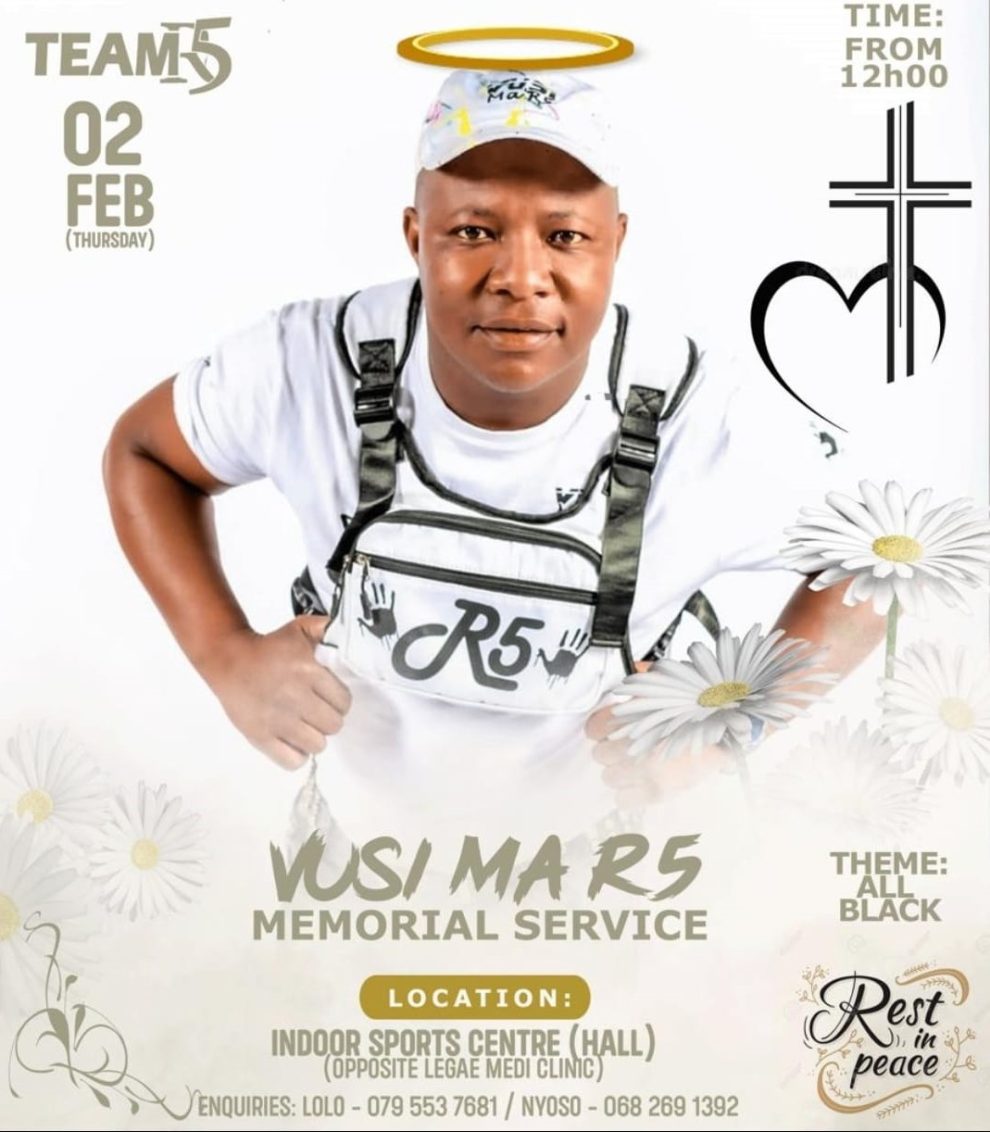 Slain 'Tse Nnyane' Hitmaker Vusi Ma R5 Memorial Service Today - The Bulrushes