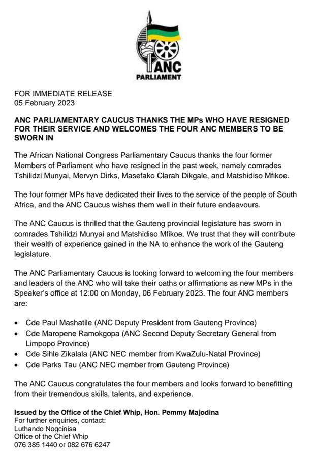 ANC Deputy President Paul Mashatile Will Be Sworn In As MP On Monday ...