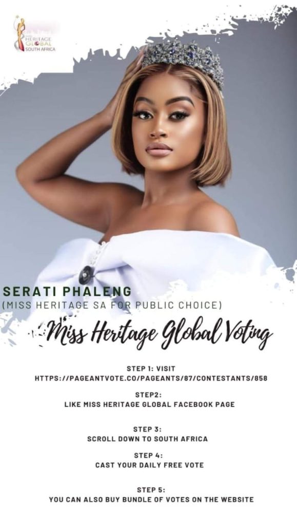 Miss Heritage Global Beauty Pageant: Vote For Serati Phaleng Before ...