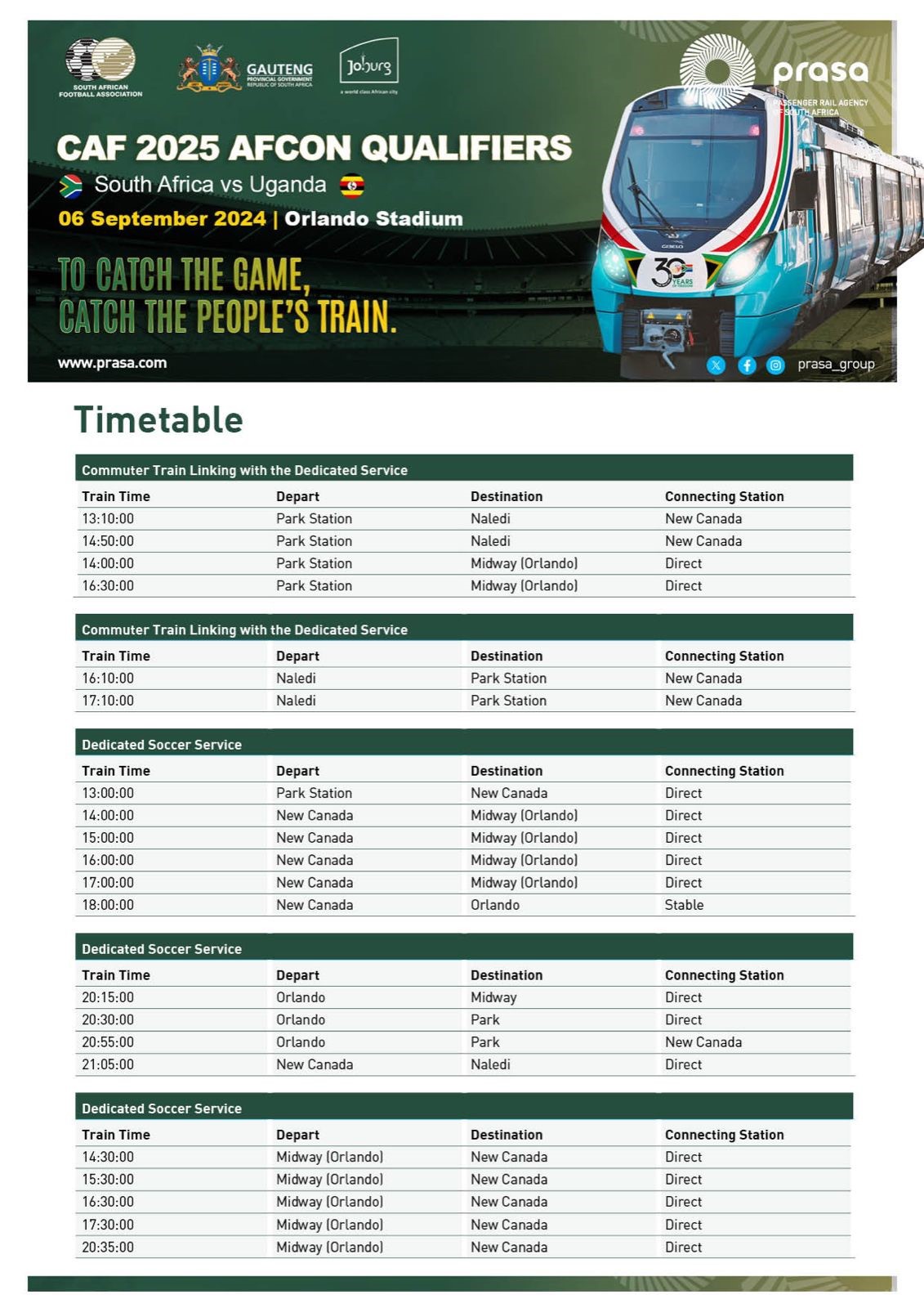 Bafana Bafana Vs. Uganda AFCON Qualifier: PRASA Announces Additional ...