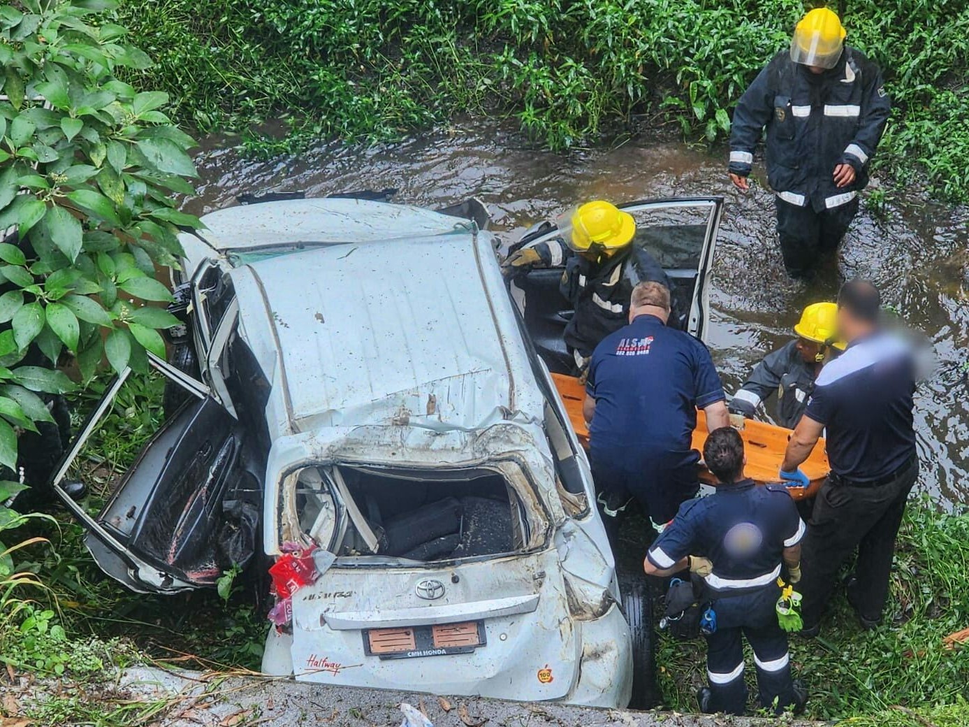 Out-Of-Control Car Crashes Into Bridge, Falls Several Metres Below, 1 ...